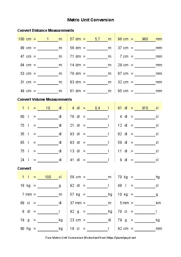 Metric measurement system conversion worksheets - Planetpsyd Metric measurement system conversion worksheets - Planetpsyd