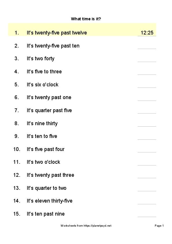 Telling time from text to digital - Planetpsyd